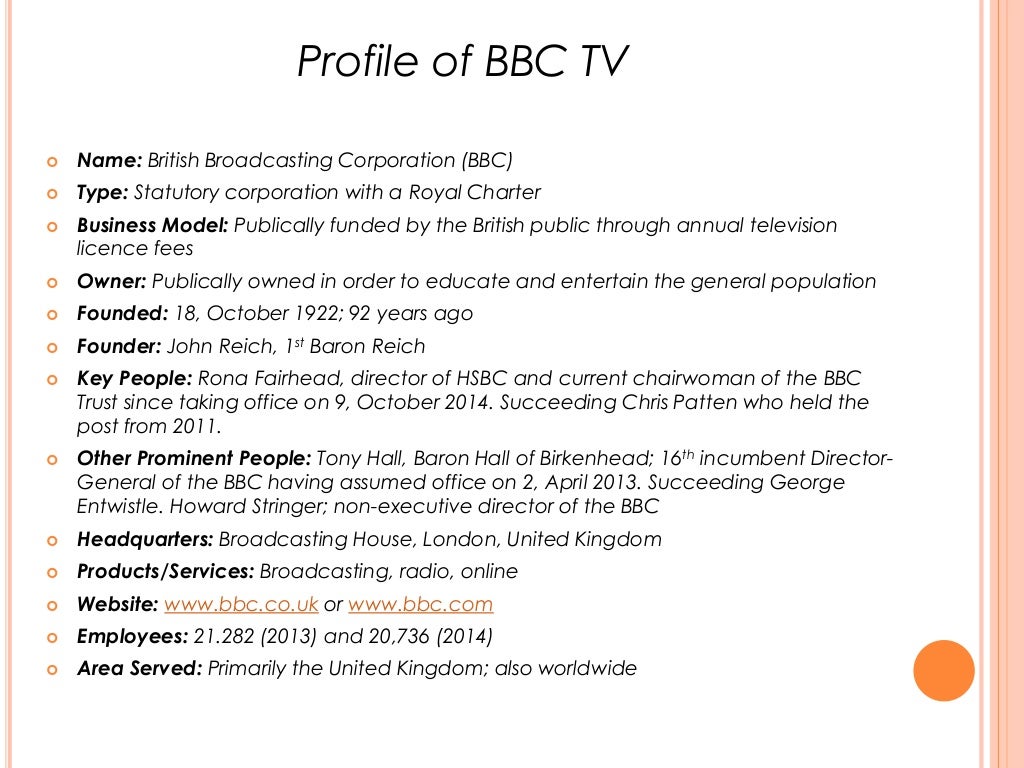 Profile of BBC TV