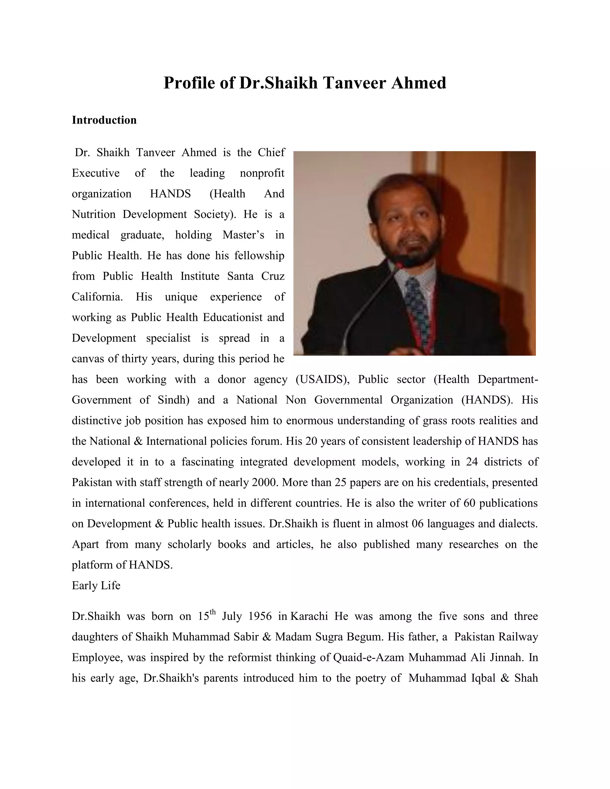 Profile of dr.shaikh tanveer ahmed | PDF