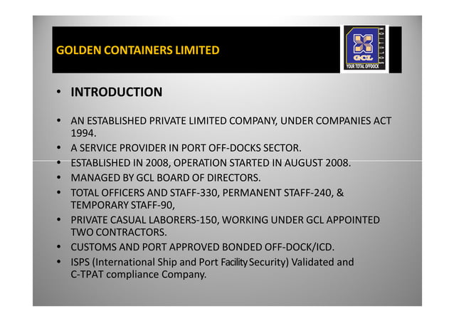 Golden Containers Ltd -Private Offdock of Bangladesh | PDF