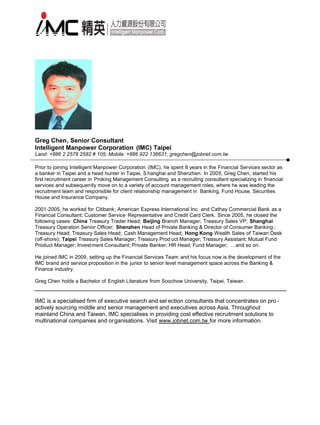 Profile Of Greg Chen | PDF