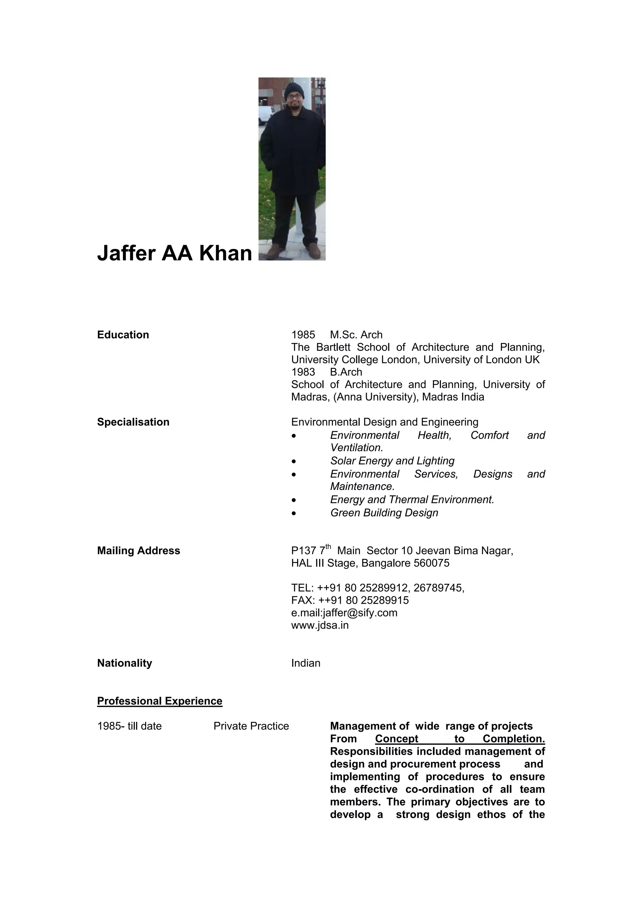 Jaffer AA Khan Architect | PDF