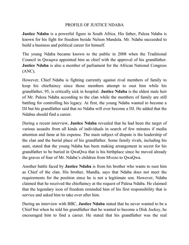 Profile of justice ndaba | PDF