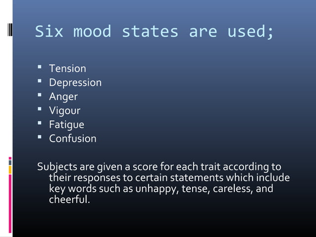 Profile of mood states hollanders structure and questions | PPT