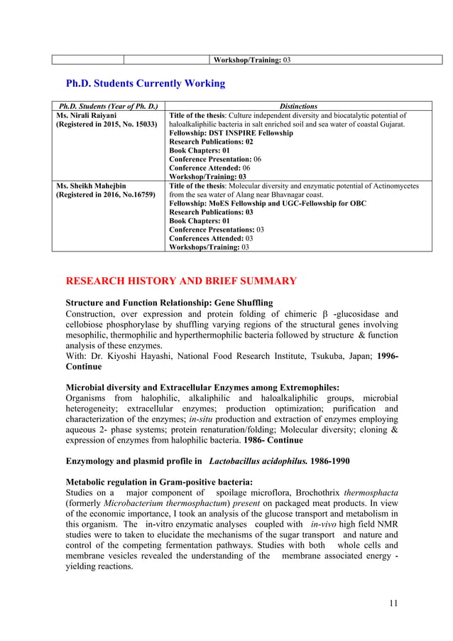 Profile of ph d students in the lab of prof. satya p. singh | PDF ...