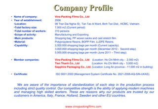 Profile of Vina Packing Films Co., Ltd | PPT