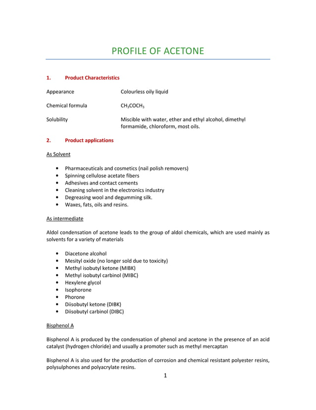 Profile on acetone | PDF