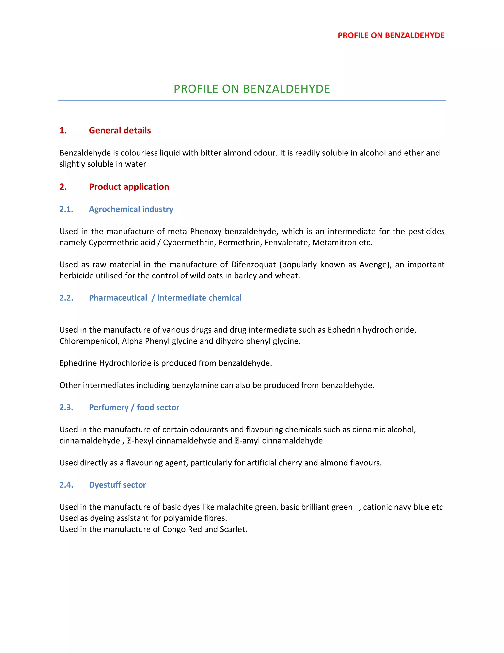 Profile on benzaldehyde | PDF