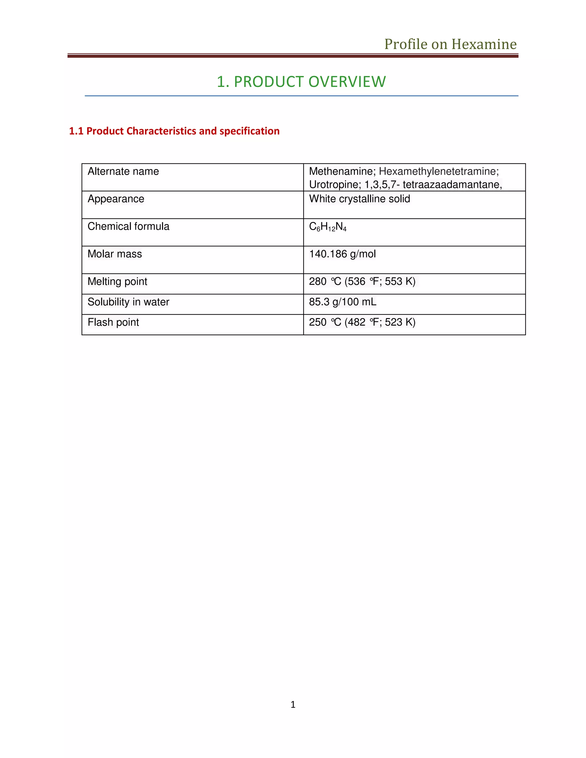 Profile on hexamine | PDF