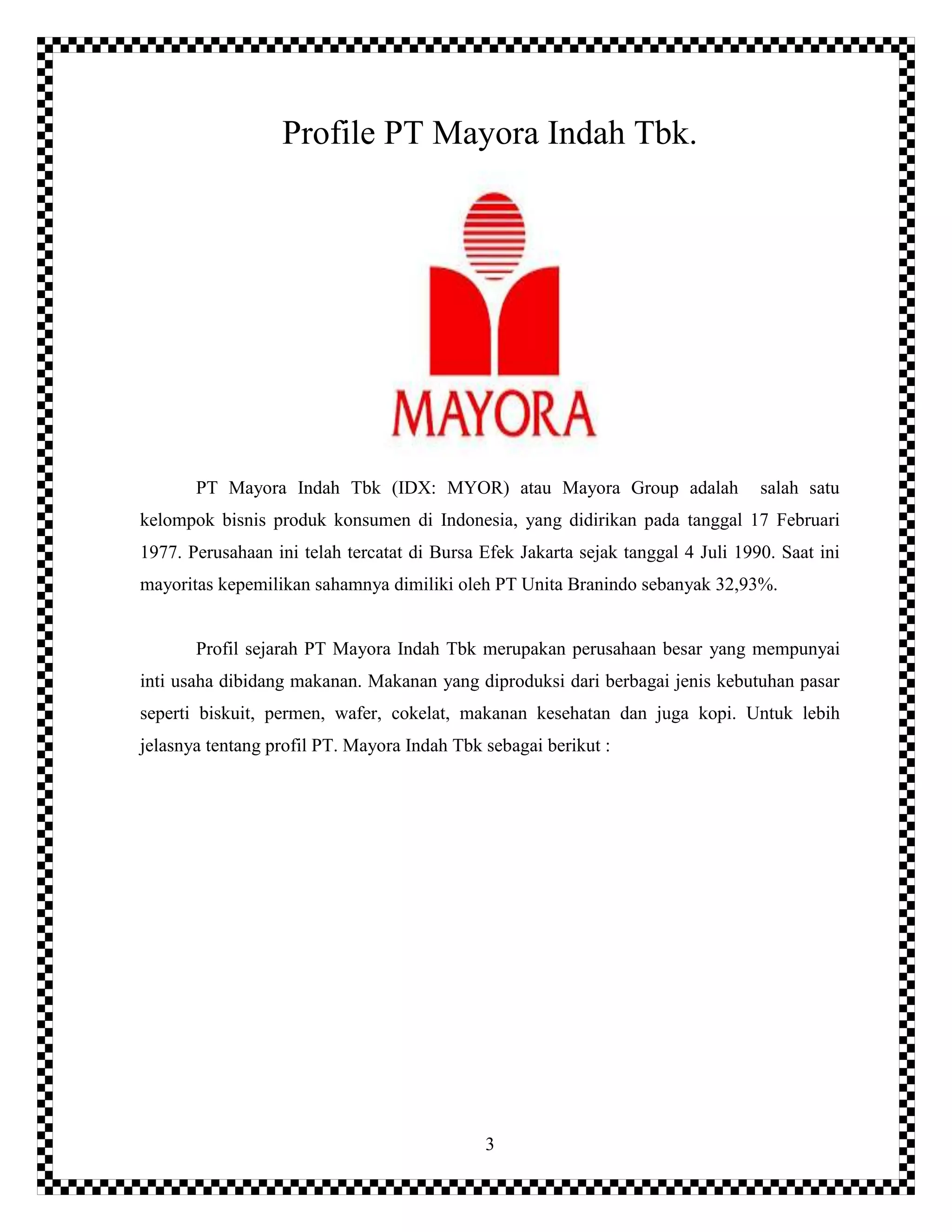 Profile pt mayora indah tbk 2007 | PDF