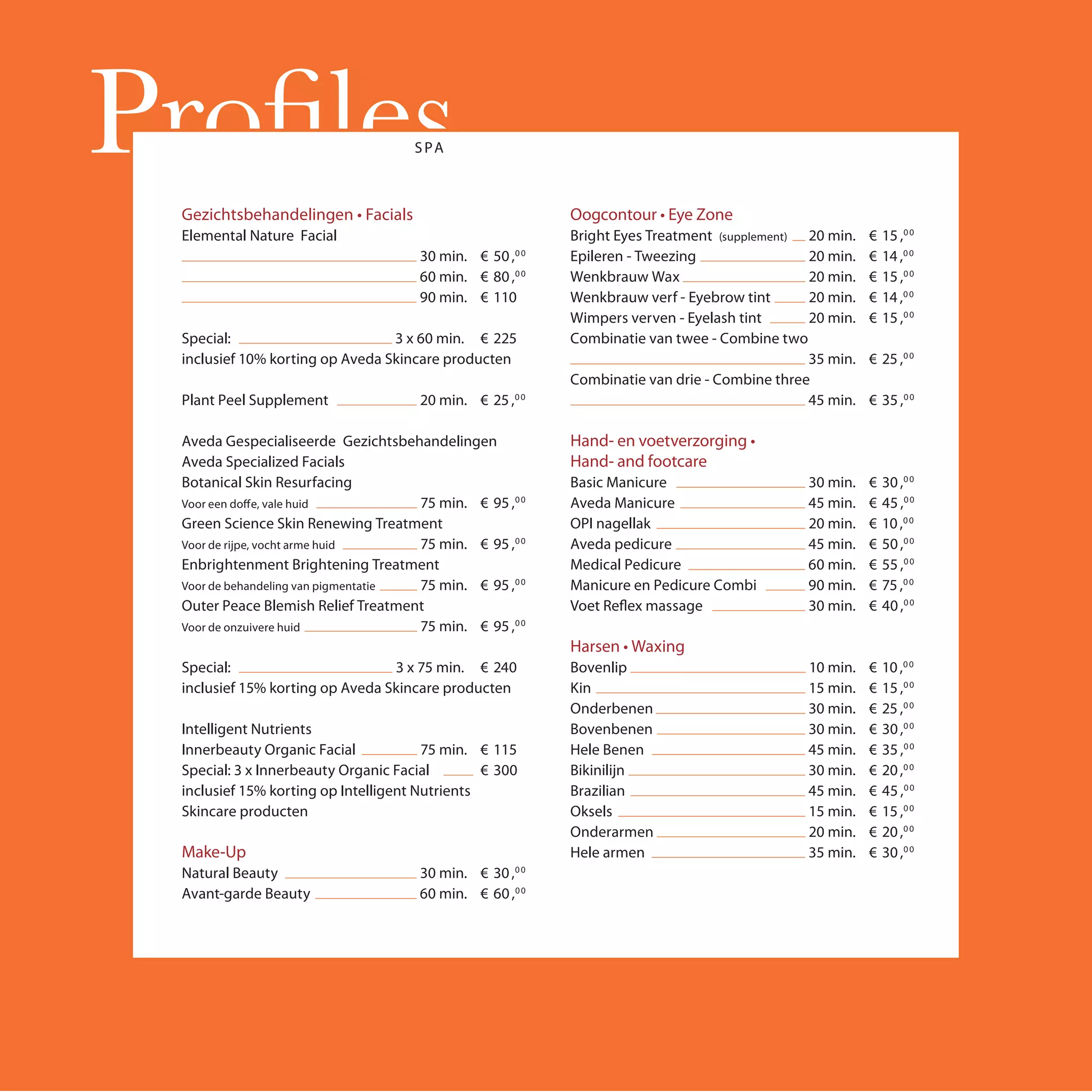 Prijslijst-Profiles Hair and Body Spa | PDF