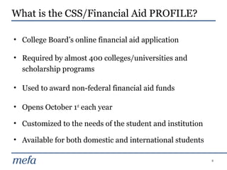 The CSS/Financial Aid PROFILE | PPT