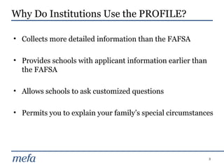 The CSS/Financial Aid PROFILE | PPT