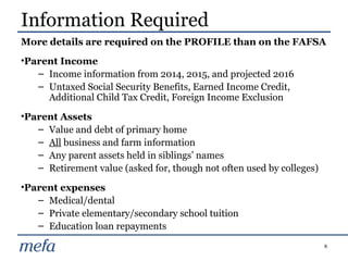 The CSS/Financial Aid PROFILE | PPT