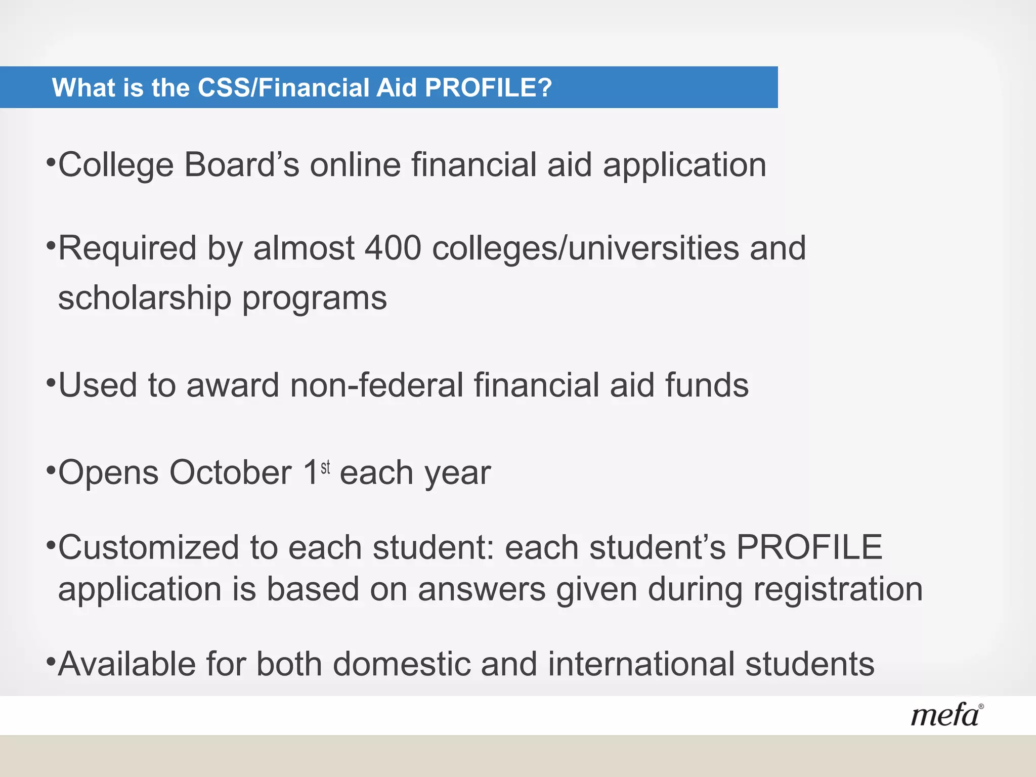 CSS/Financial Aid PROFILE | PPT
