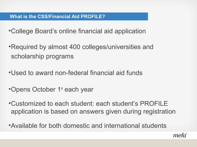 CSS/Financial Aid PROFILE | PPT