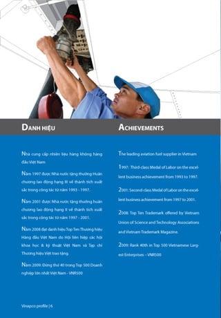 Mẫu thiết kế Profile Tổng công ty xăng dầu Vinapco | PDF