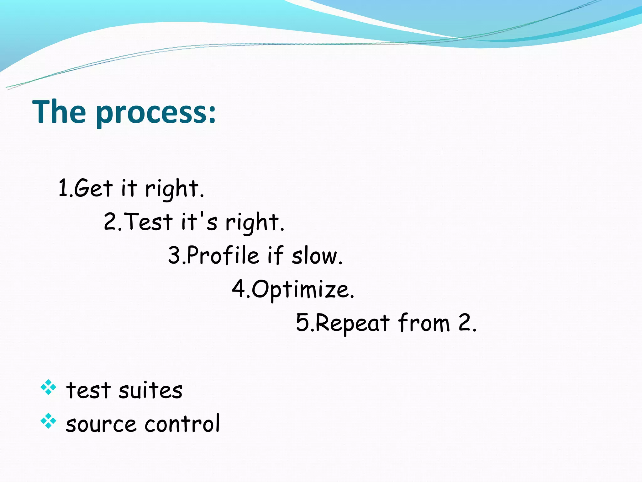 Profiling and optimization | PPT | Programming Languages | Computing