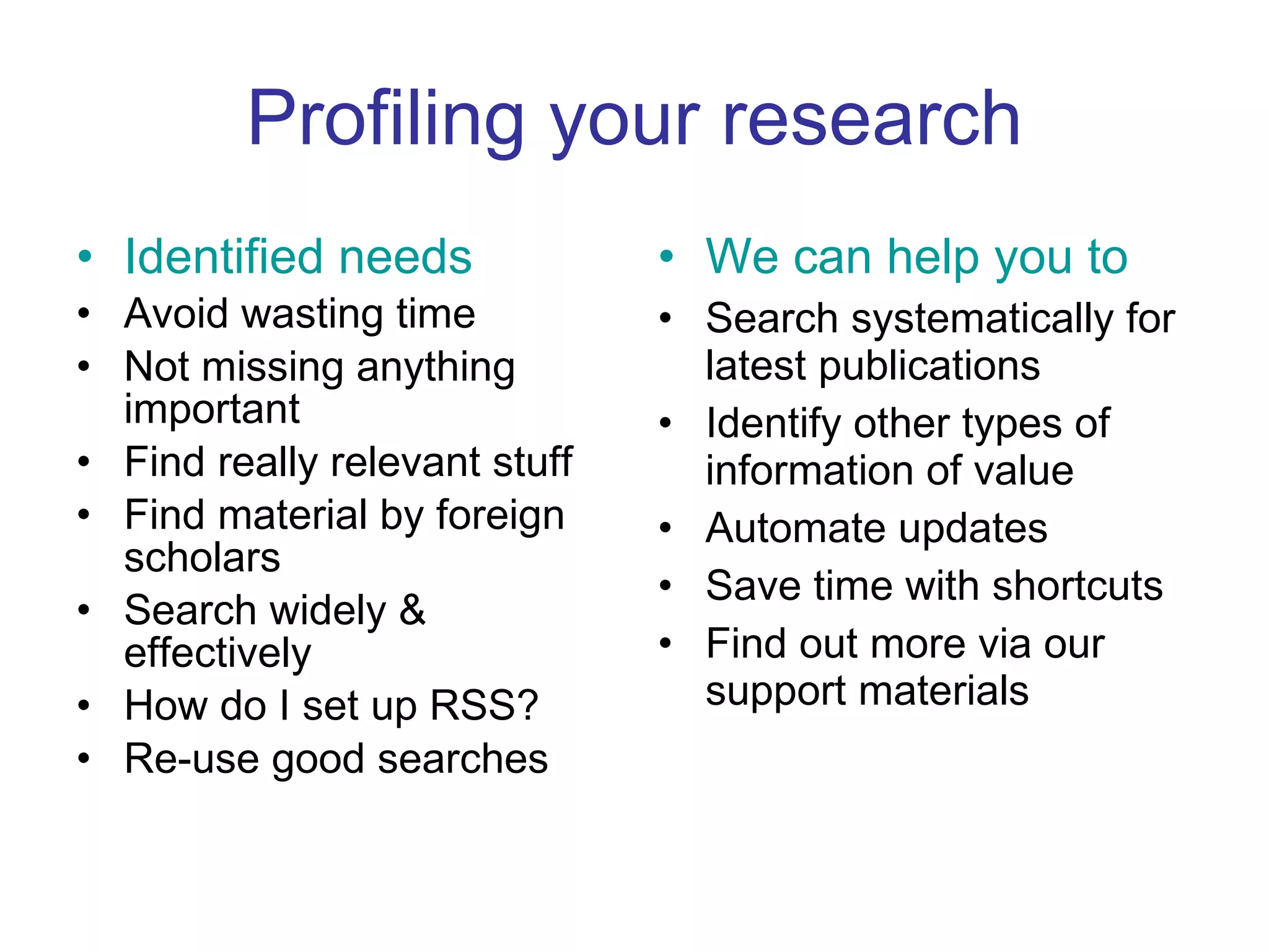 Profiling your research | PPT