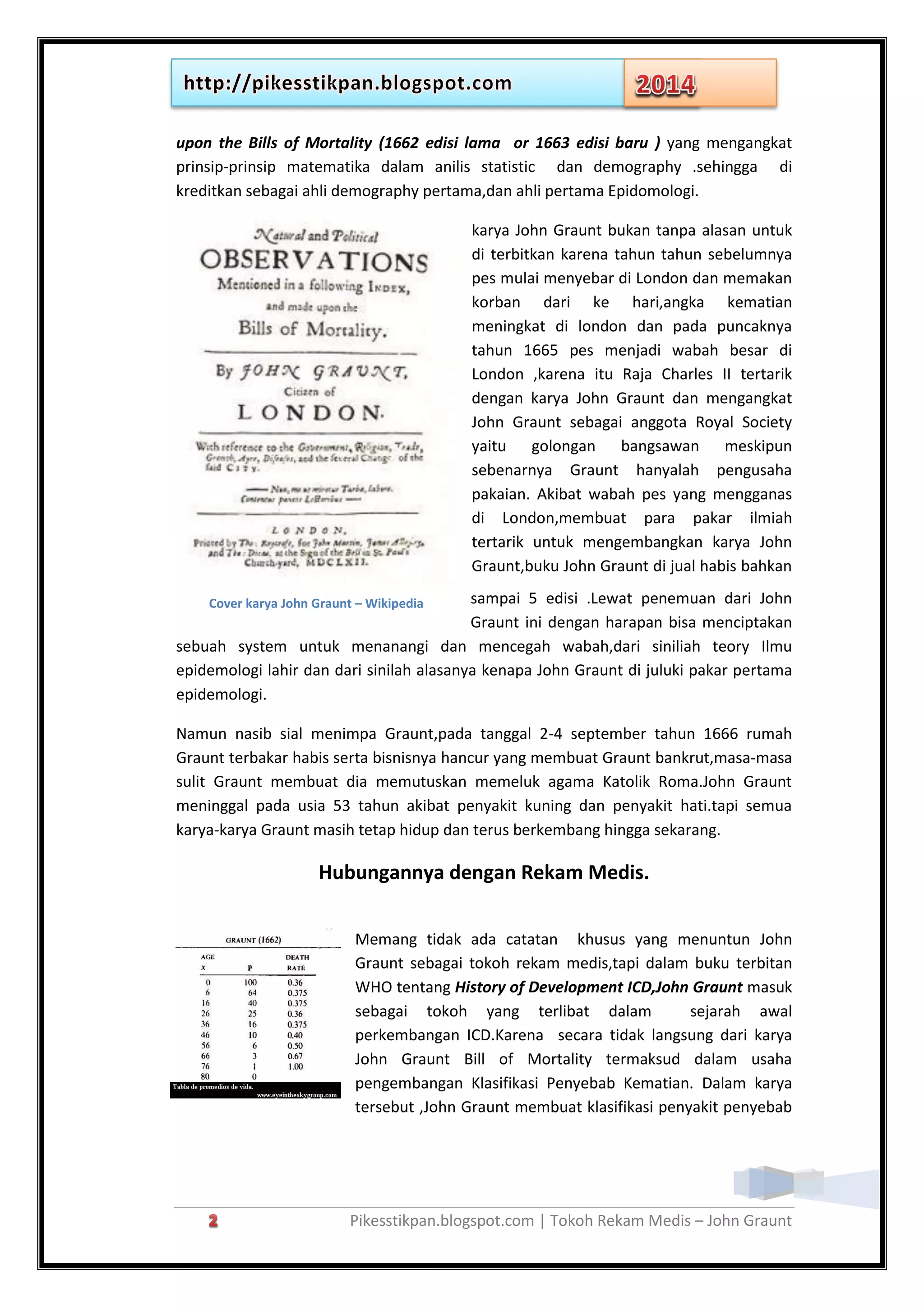 Tokoh Rekam Medis - Profil john graunt | PDF