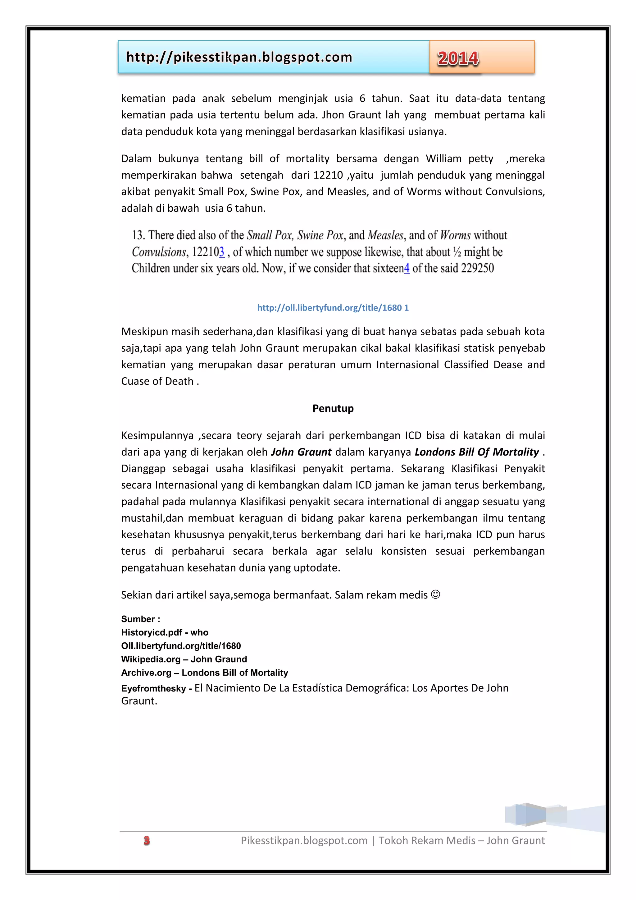 Tokoh Rekam Medis - Profil john graunt | PDF
