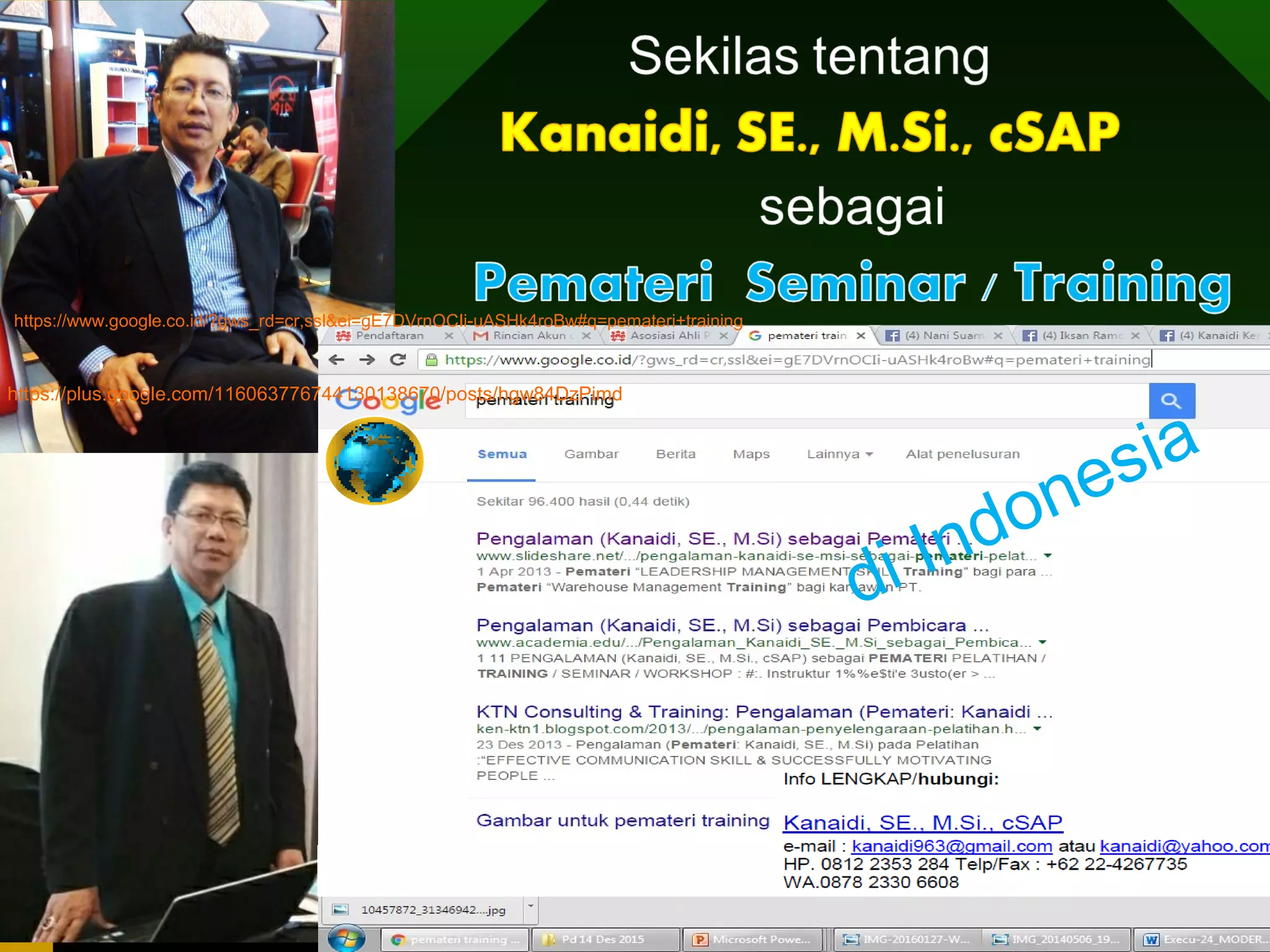 Kanaidi, SE., M.Si., cSAP NARASUMBER _ Pemateri _ Fasilitator Training SPEKTAKULER | PPT
