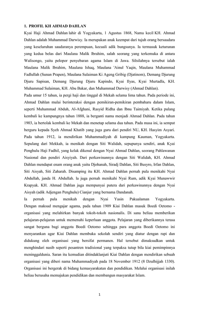 Profil kh ahmad dahlan | DOCX