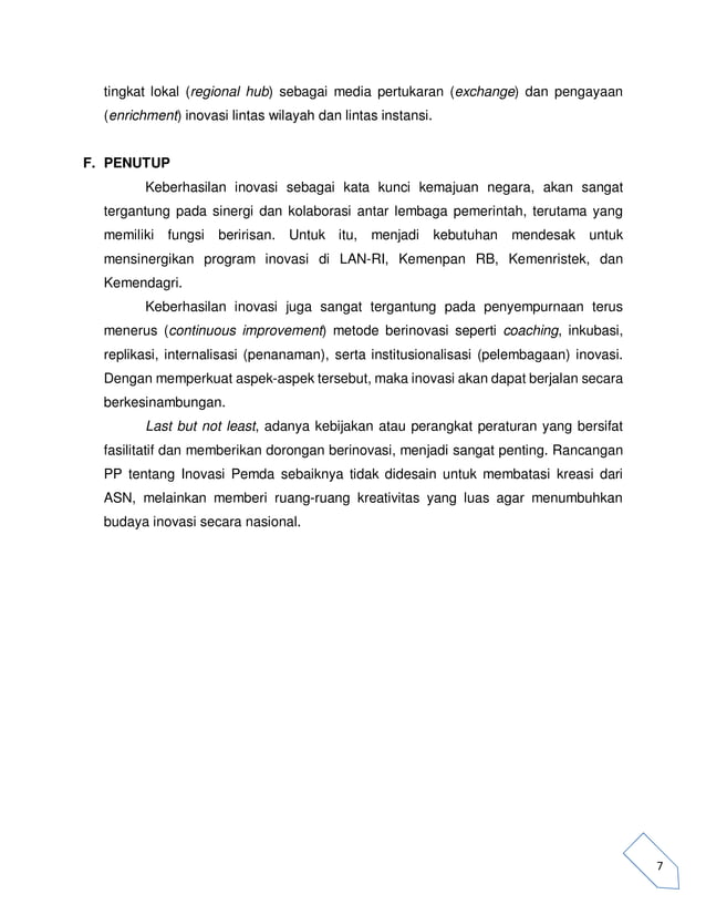 LAN-RI Mewujudkan Administrasi Negara yang Inovatif | PDF