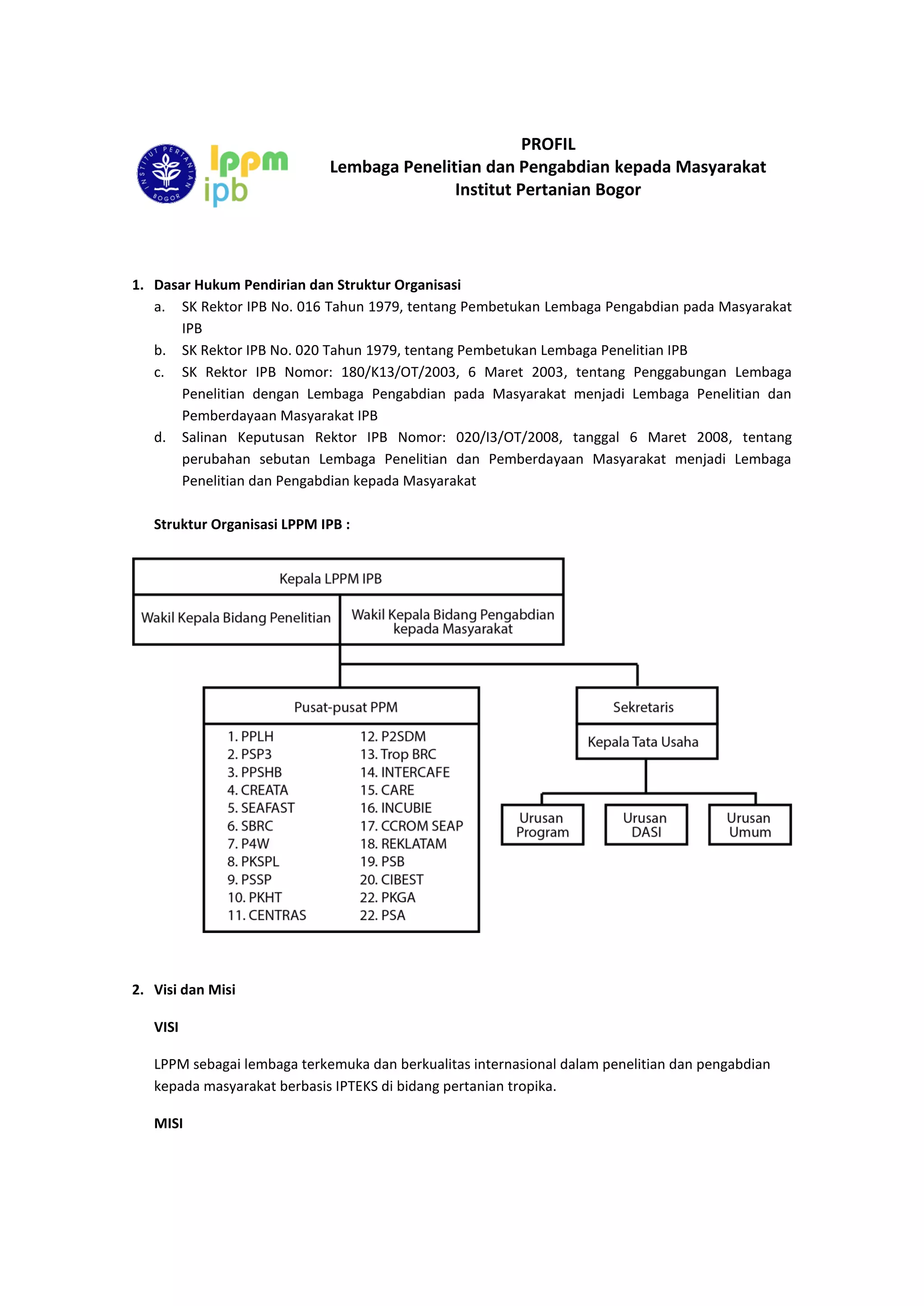 Profil Lembaga Periset - LPPM IPB | PDF