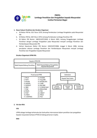 Profil Lembaga Periset - LPPM IPB | PDF