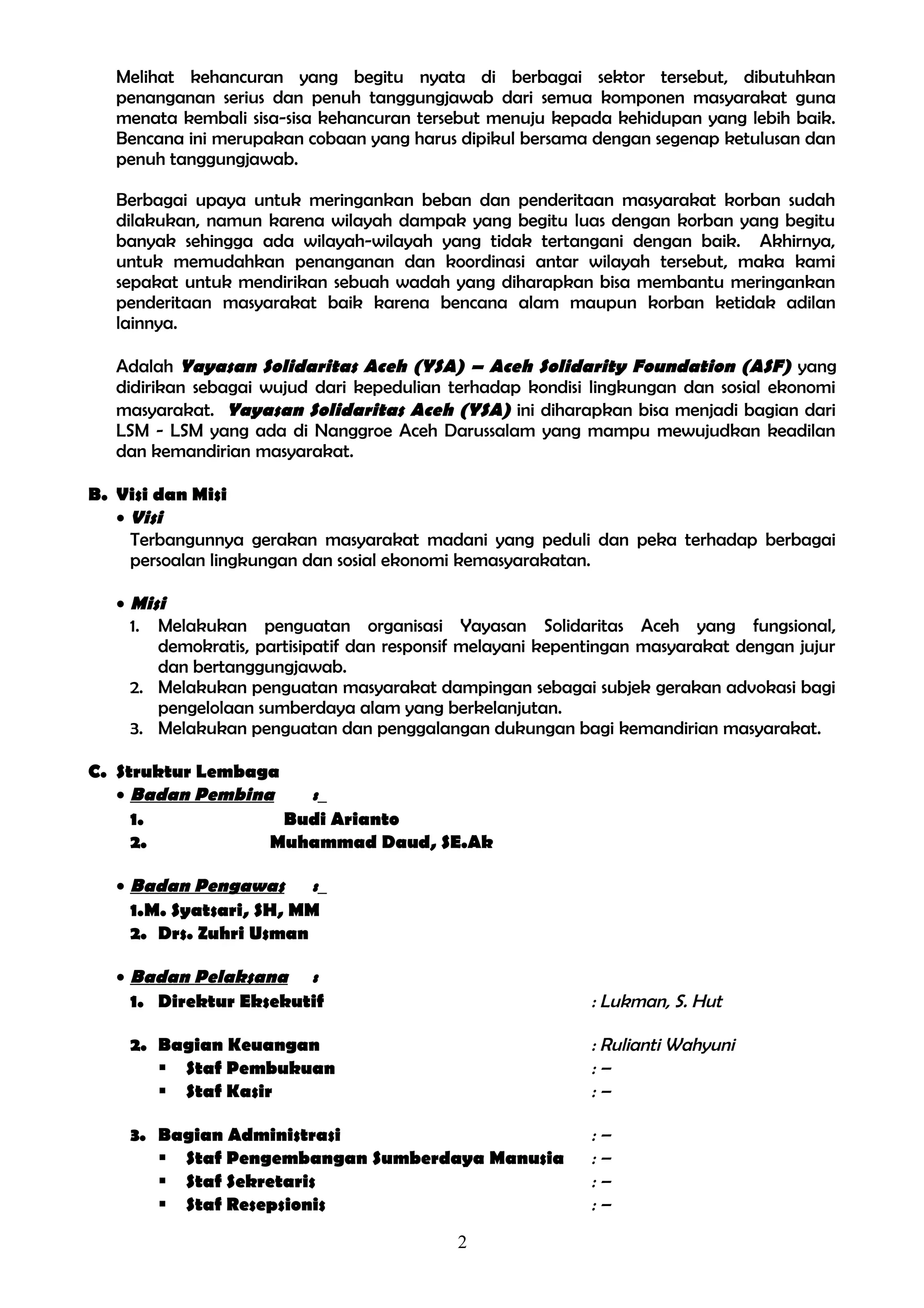 Profil lembaga ysa | DOC