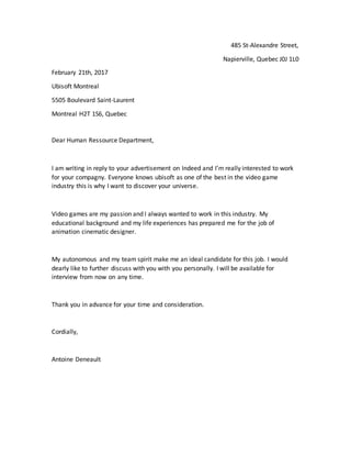 Cover Letter | DOCX