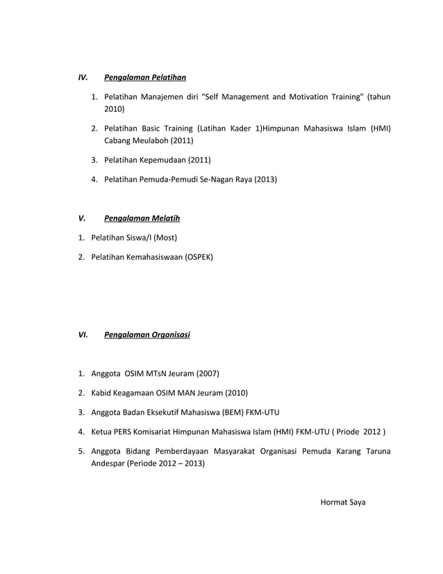 Profil muklis (curriculum vitae) | DOC