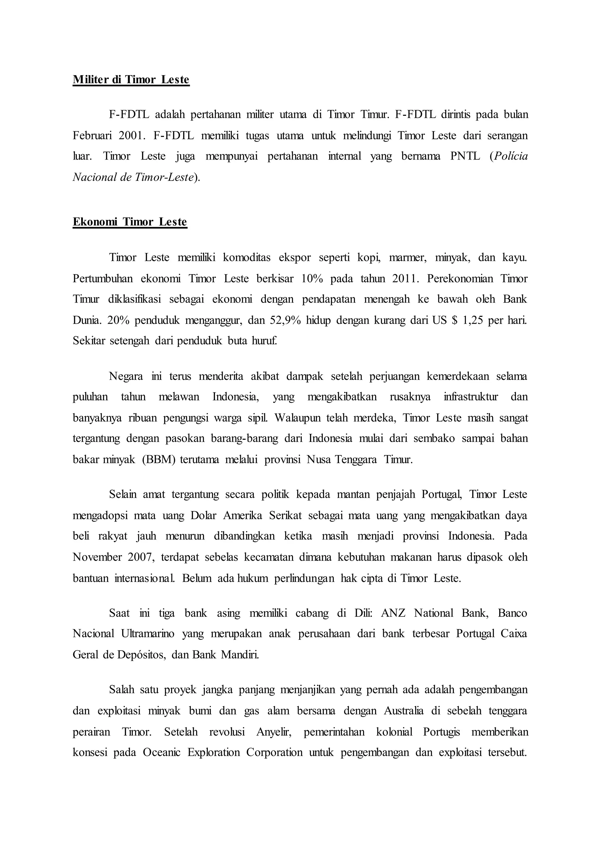 Profil negara timor leste | DOCX