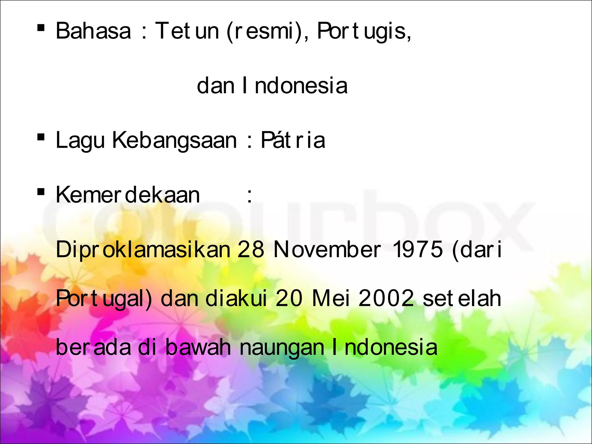 IX: Profil Negara Timor Leste | PPT