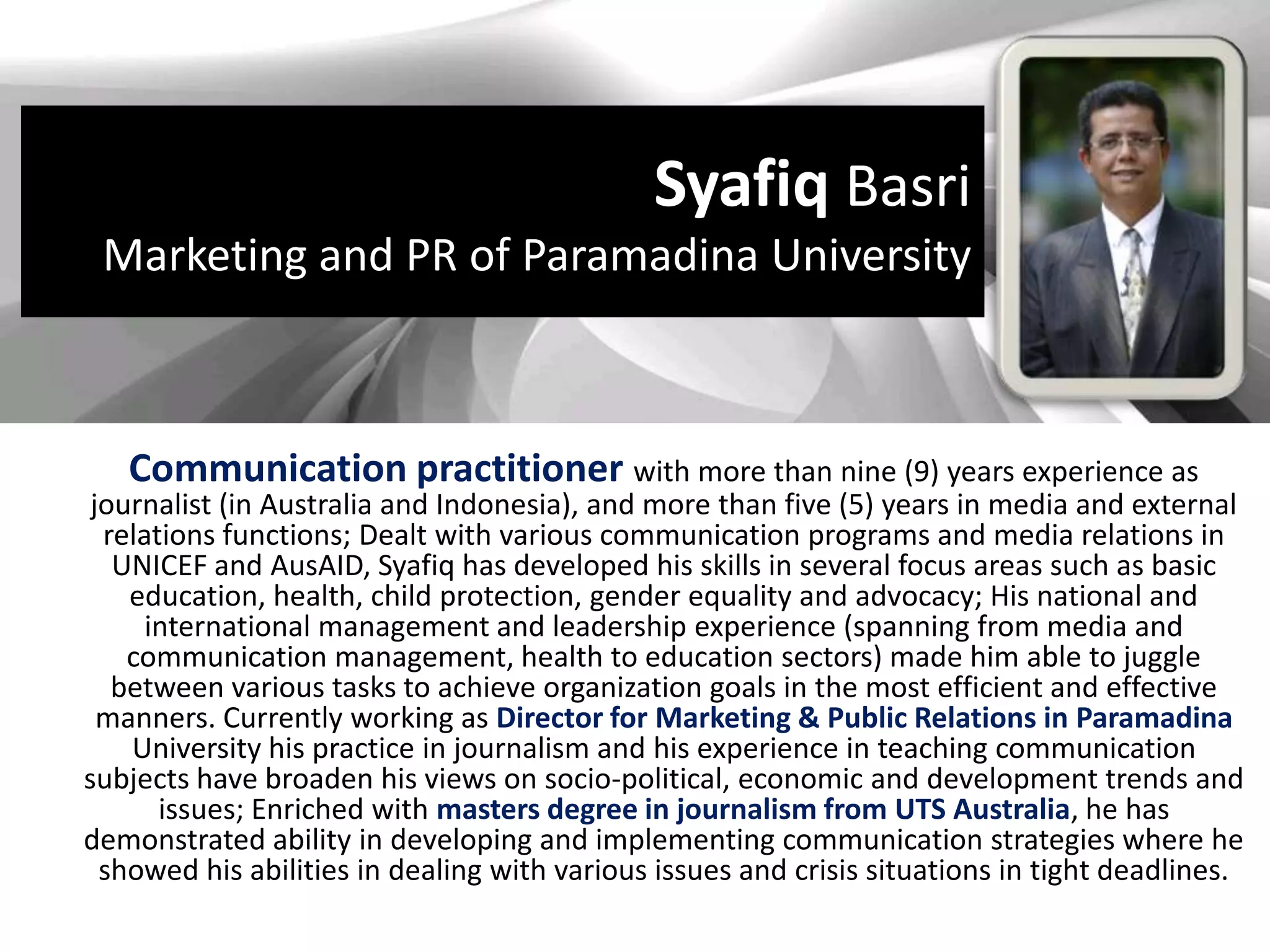 (youthlab indo) Panelists Profile - The 2nd Young Ideas Salon | PPT