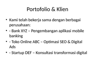 Profil Perusahaan dalam bentuk power point | PPTX