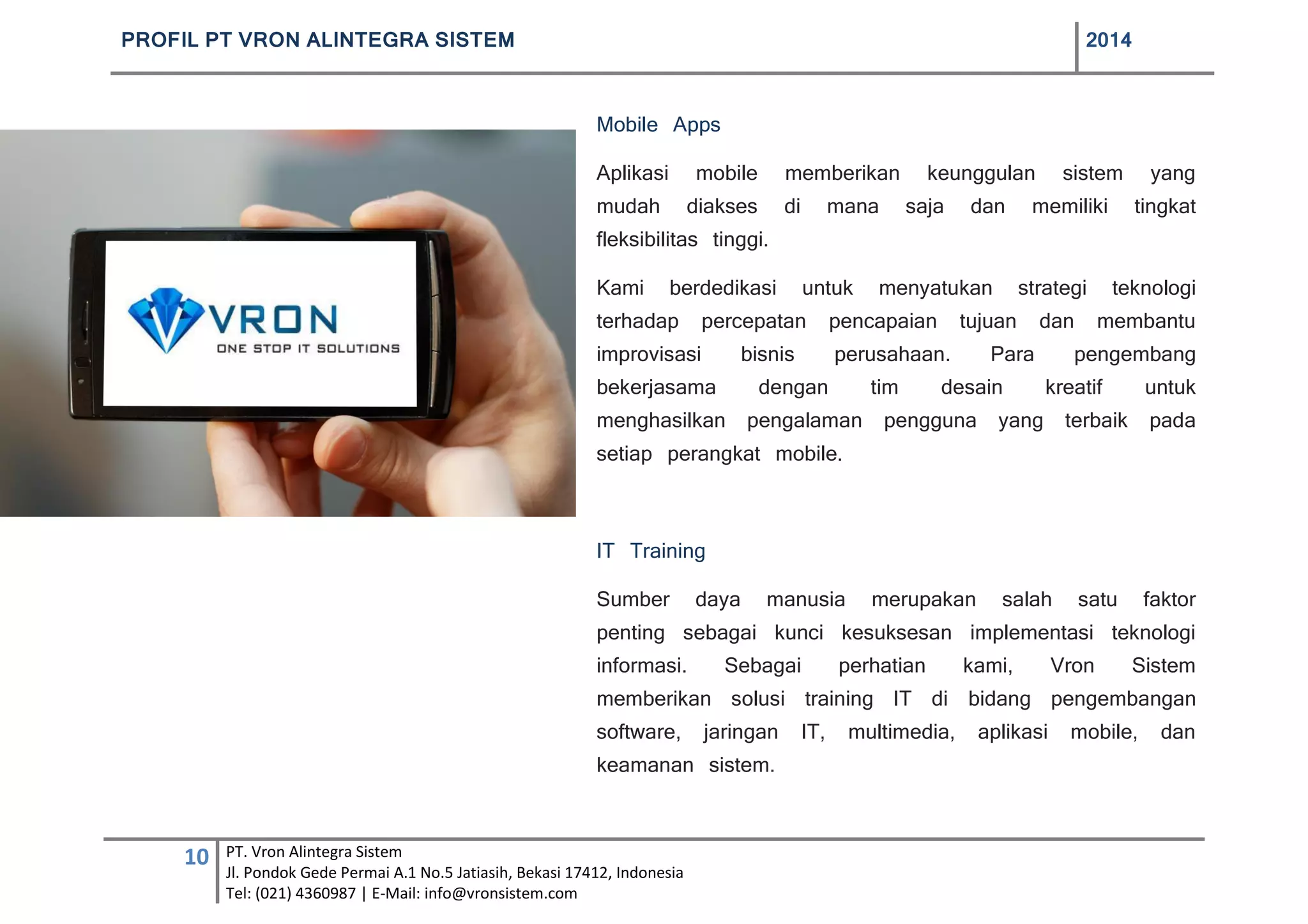Perusahaan Jasa IT Solution PT VRON SISTEM | PDF