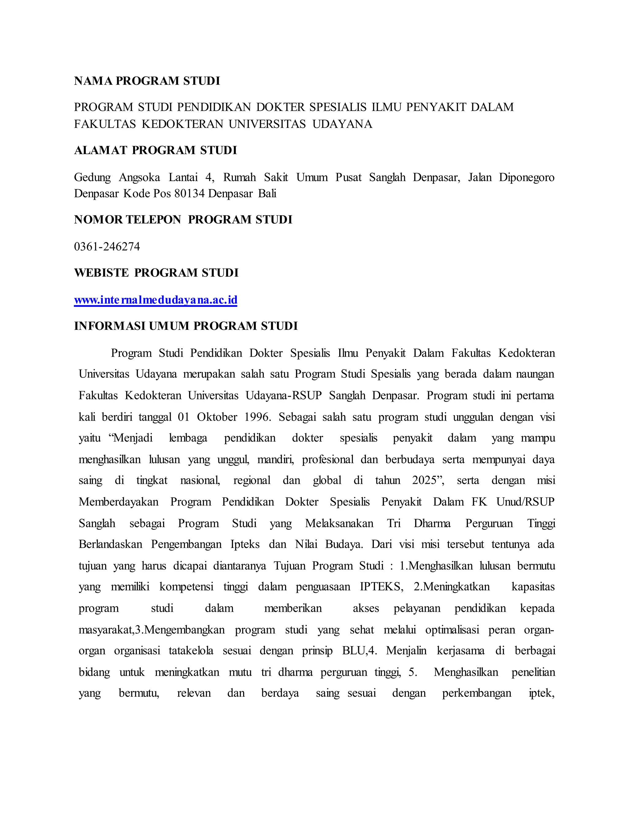 Profil program studi ipd unud 2016 | PDF