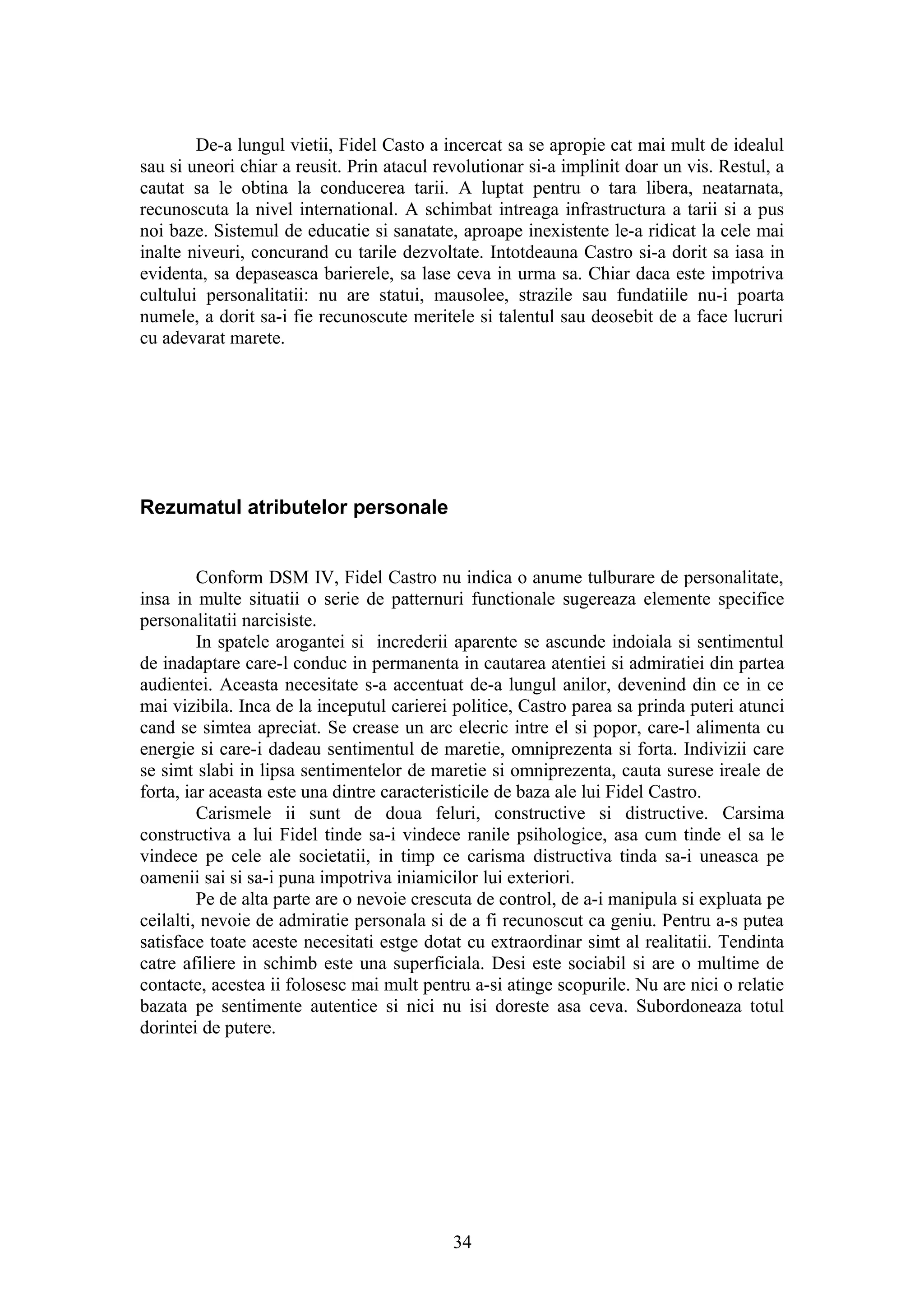 Profil psihologic fidel castro | DOC