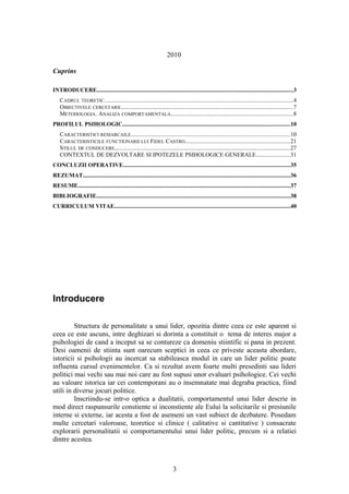 Profil psihologic fidel castro | DOC