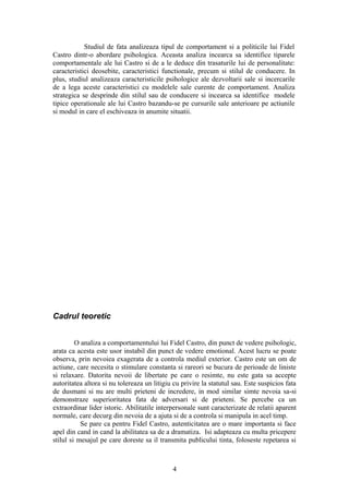Profil psihologic fidel castro | DOC