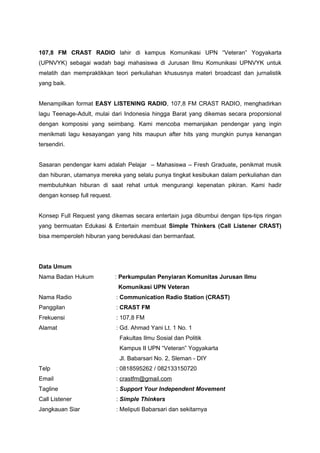 Profil radio komunitas crast fm | PDF