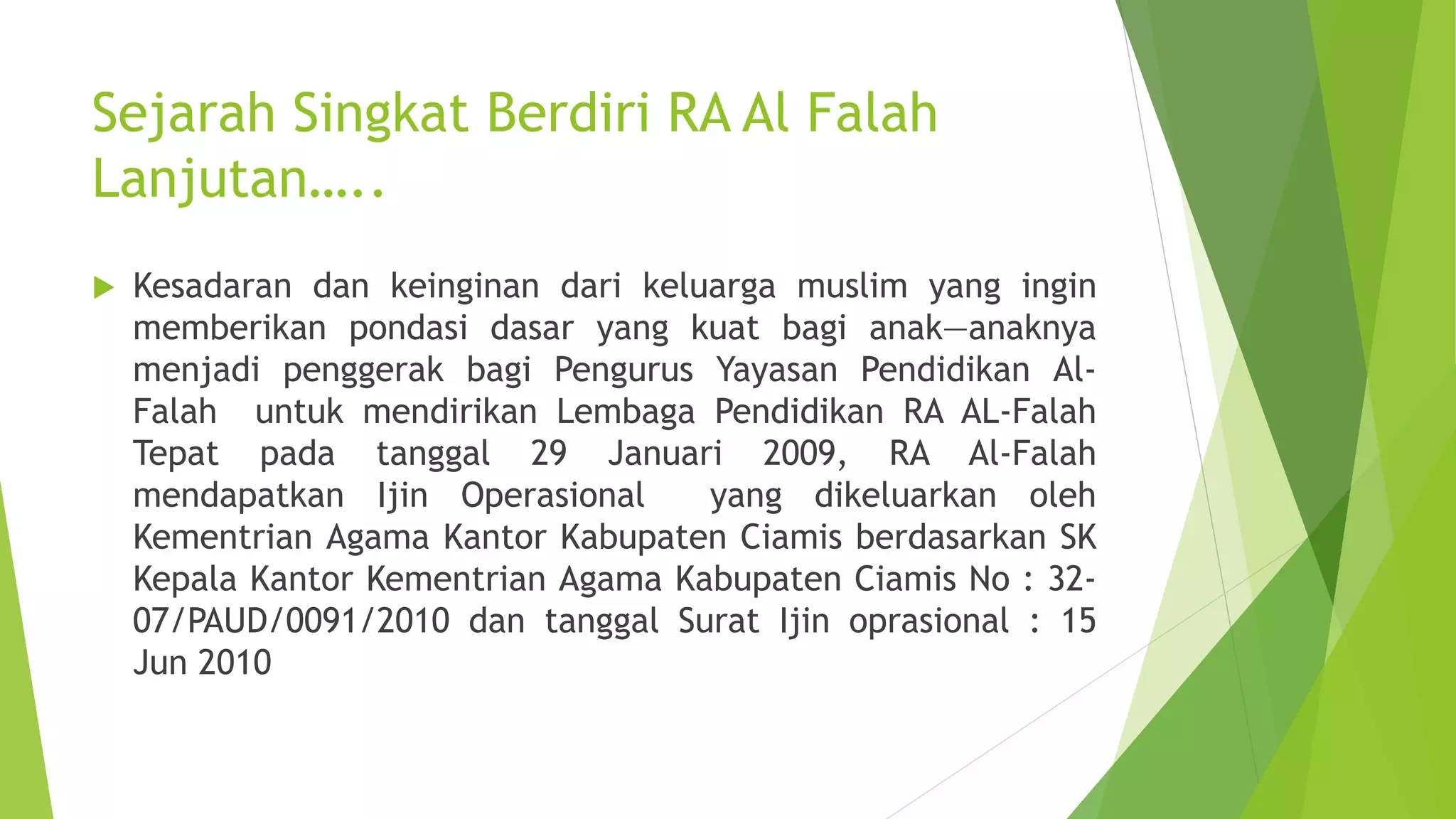 Profil raudhatul athfal (ra) al falah | PDF