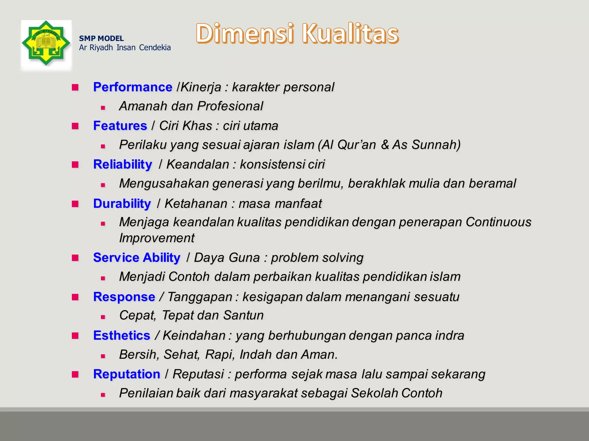 PROFIL SMP MODEL AR RIYADH INSAN CENDEKIA BEKASI | PDF