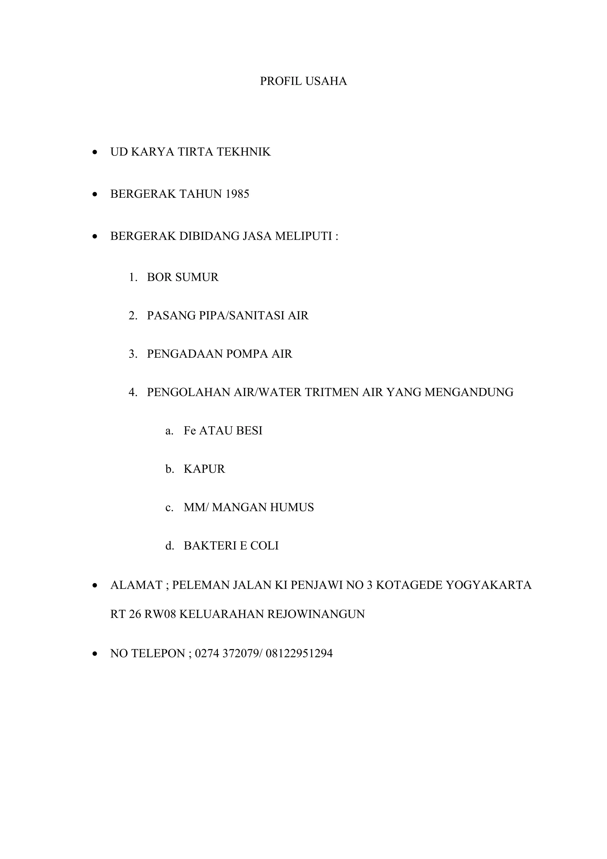 Profil usaha | PDF | Free Download