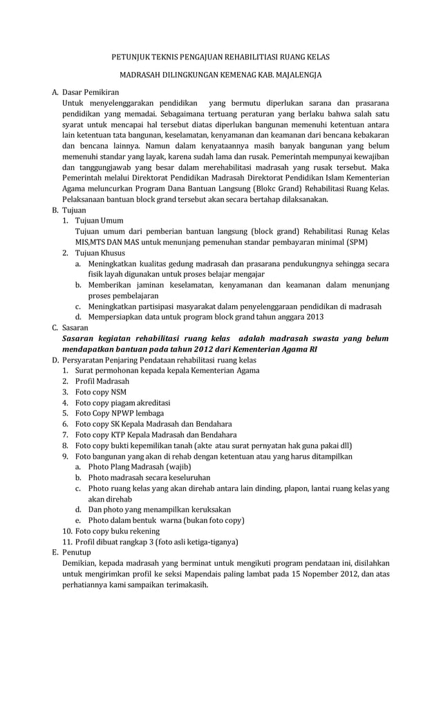 Profil usulan rkb dan rehab | PDF