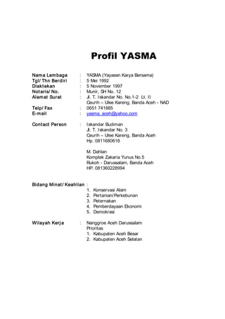 Profil yasma | DOC