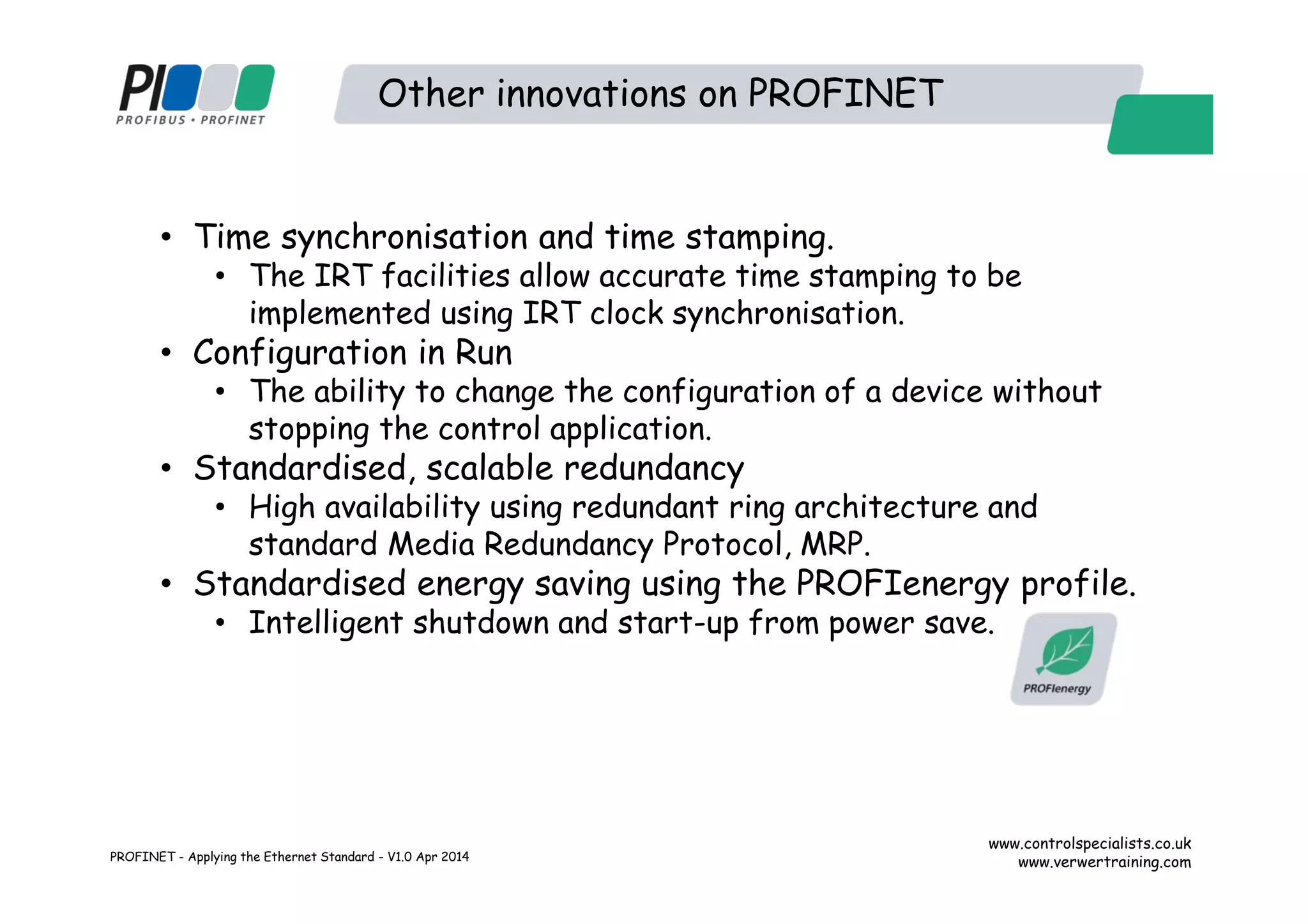PROFINET - applying the Ethernet standard to industral automation ...