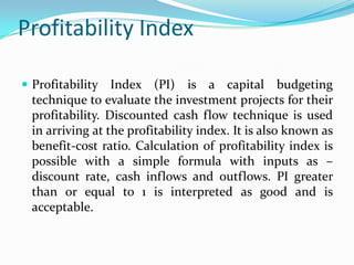 Profitability Index Formula