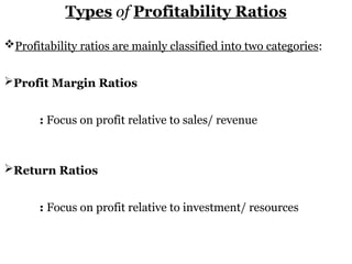 MEANING, USES, TYPES AND EXAMPLES OF DIFFERENT PROFITABILITY Ratios | PPTX